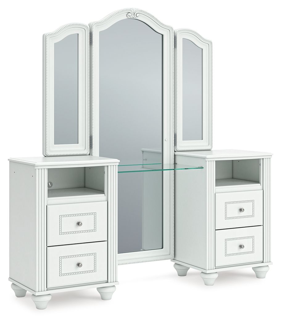 Kozlani - Vanity With Mirror - White - Signature Desig | BEL Furniture