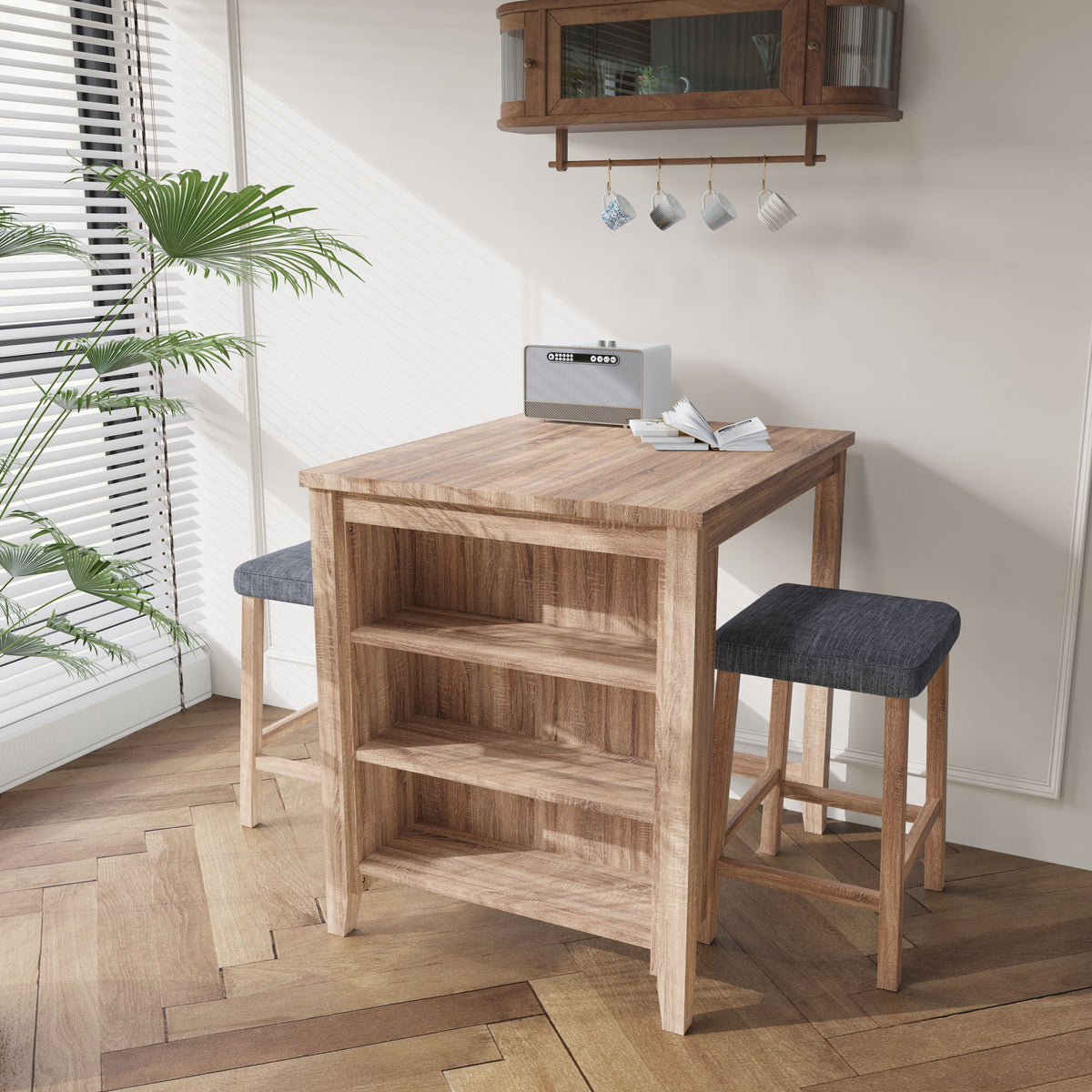 Dawson - 3 Piece Counter Height Table Set - Oak | BEL Furniture