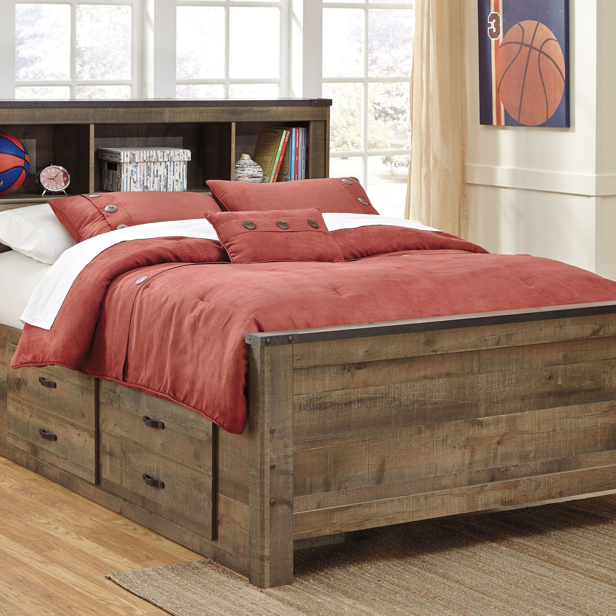 Trinell - Bookcase Storage Bed - Storage Beds | Bel Furniture