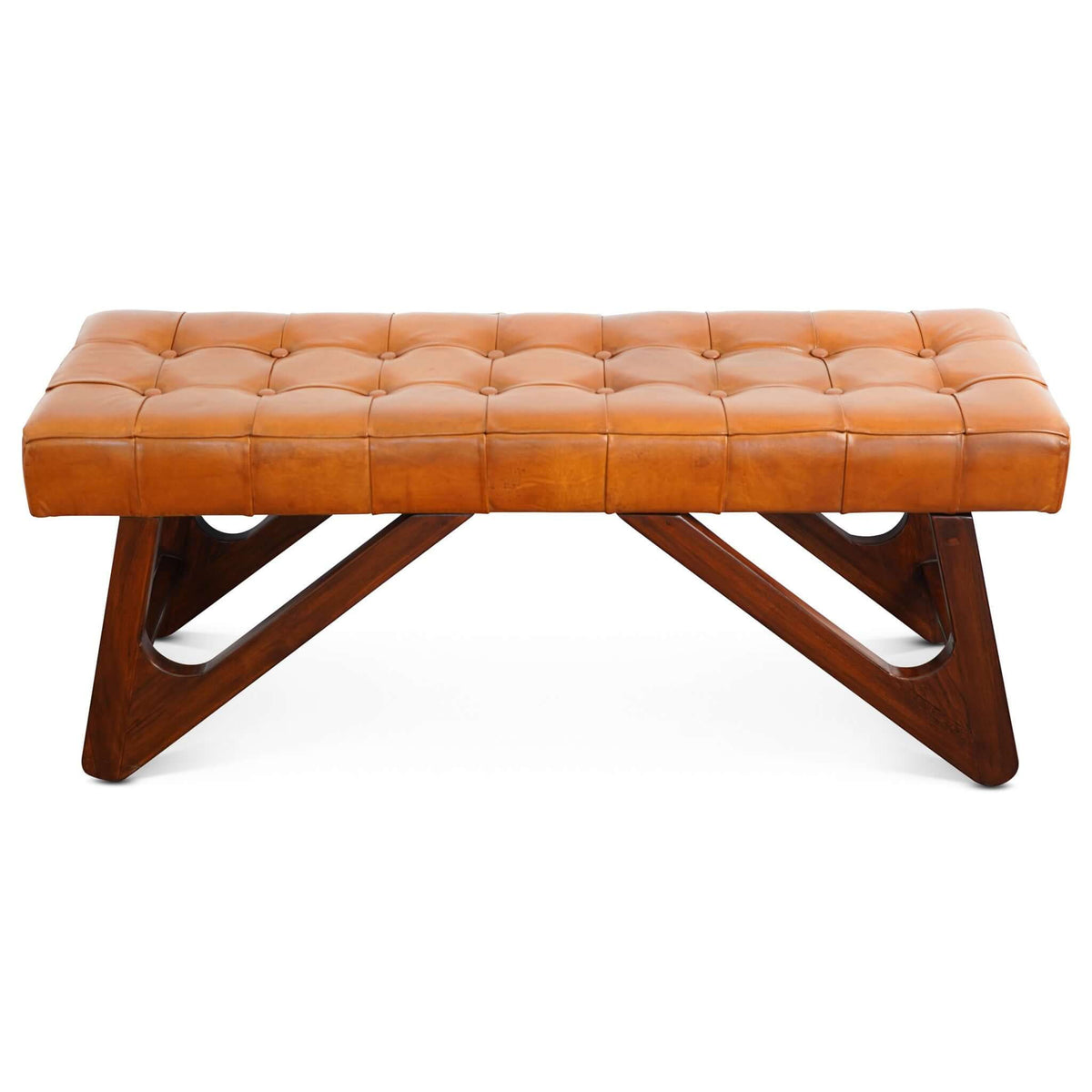 Mia - Bench With Buttons - Brown / Rustic - Upholstered Benches by ...