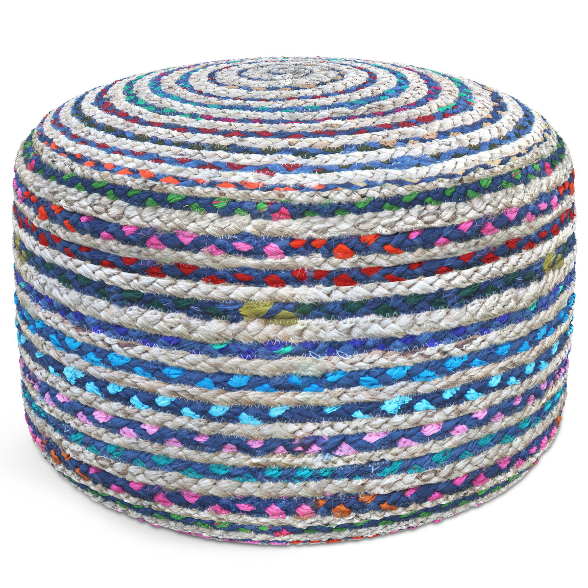Margo - Round Pouf - Blue – BEL Furniture