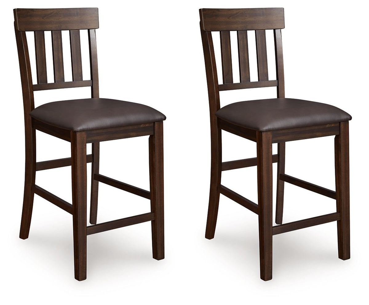 Haddigan - Dark Brown - Upholstered Barstool (Set of 2) by Signature ...