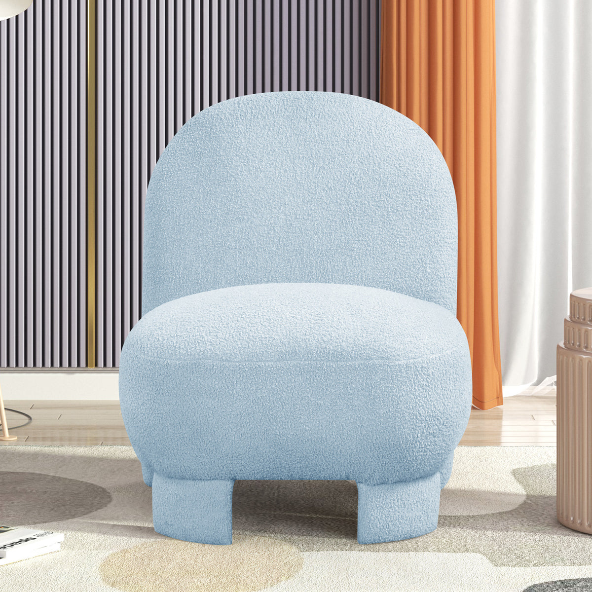 Light Blue Bouclé Accent Chair | Bel Furniture