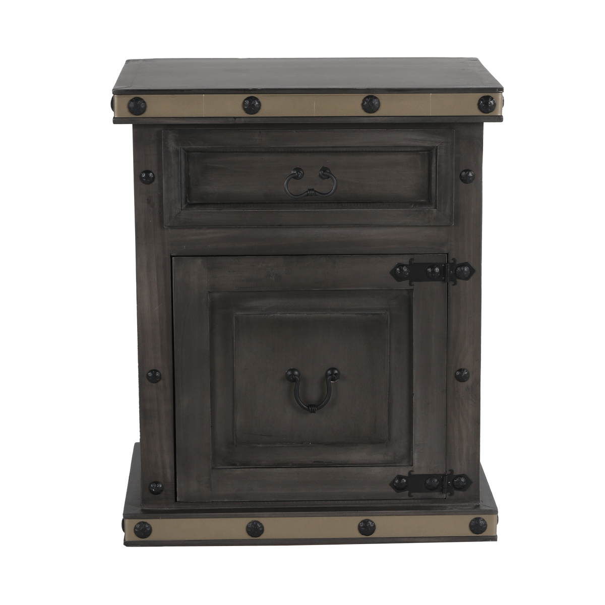 Charcoal Gray Rustic Industrial Nightstand w/ Drawer & | BEL Furniture