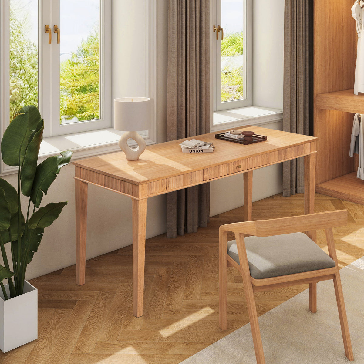 Dumont - Modern Farmhouse 1 Drawer Fluted Home Office Writing Desk ...