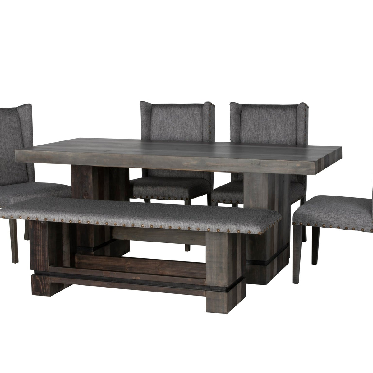 6-Piece Multi-Gray Dining Set | Table, Bench & 4 Chairs | Bel Furniture